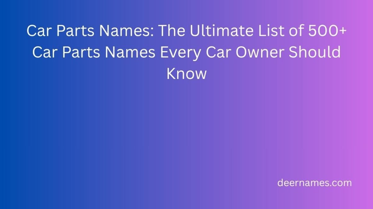 Car Parts Names: The Ultimate List of 500+ Car Parts Names Every Car ...